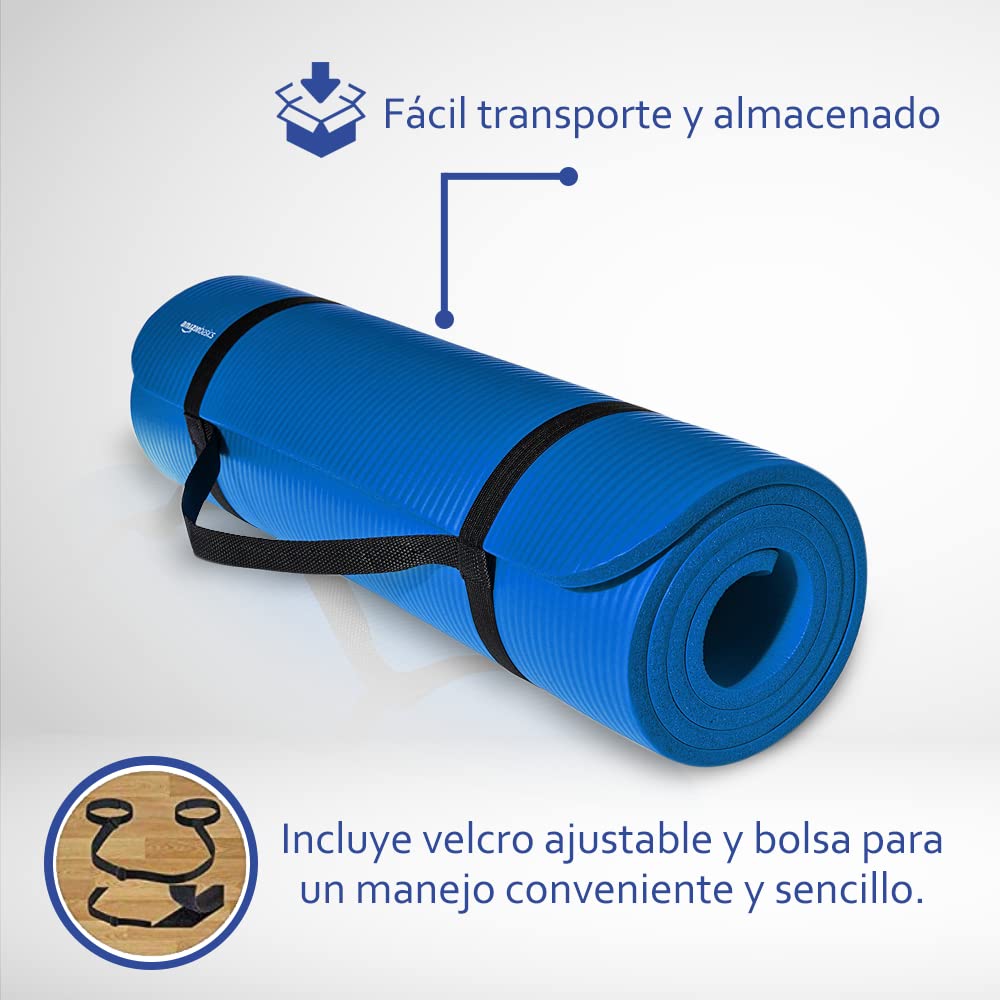 Extra Thick Yoga Mat | Non Slip Backing | 0.4 Inch Thick Foam | Includes Adjustable Carrying Straps | Perfect for at Home or on the go workouts (Black)