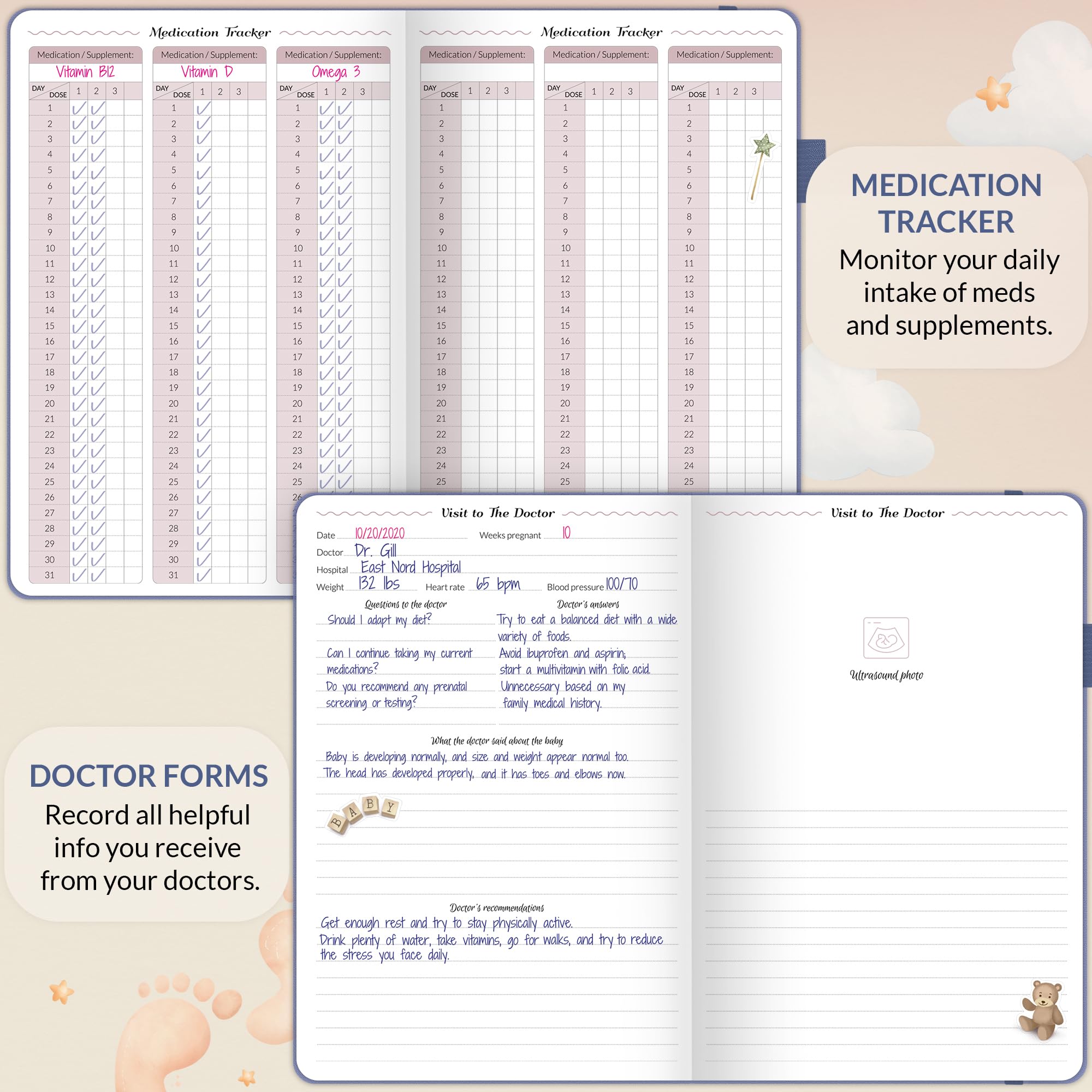 GoGirl Pregnancy Planner – Weekly Pregnancy Baby & Mom Journal – Keepsake Memory Book for Planning & Tracking Your Pregnancy – Pregnancy Log for First Time Moms – A5 Size, 40 Weeks (Lavender)