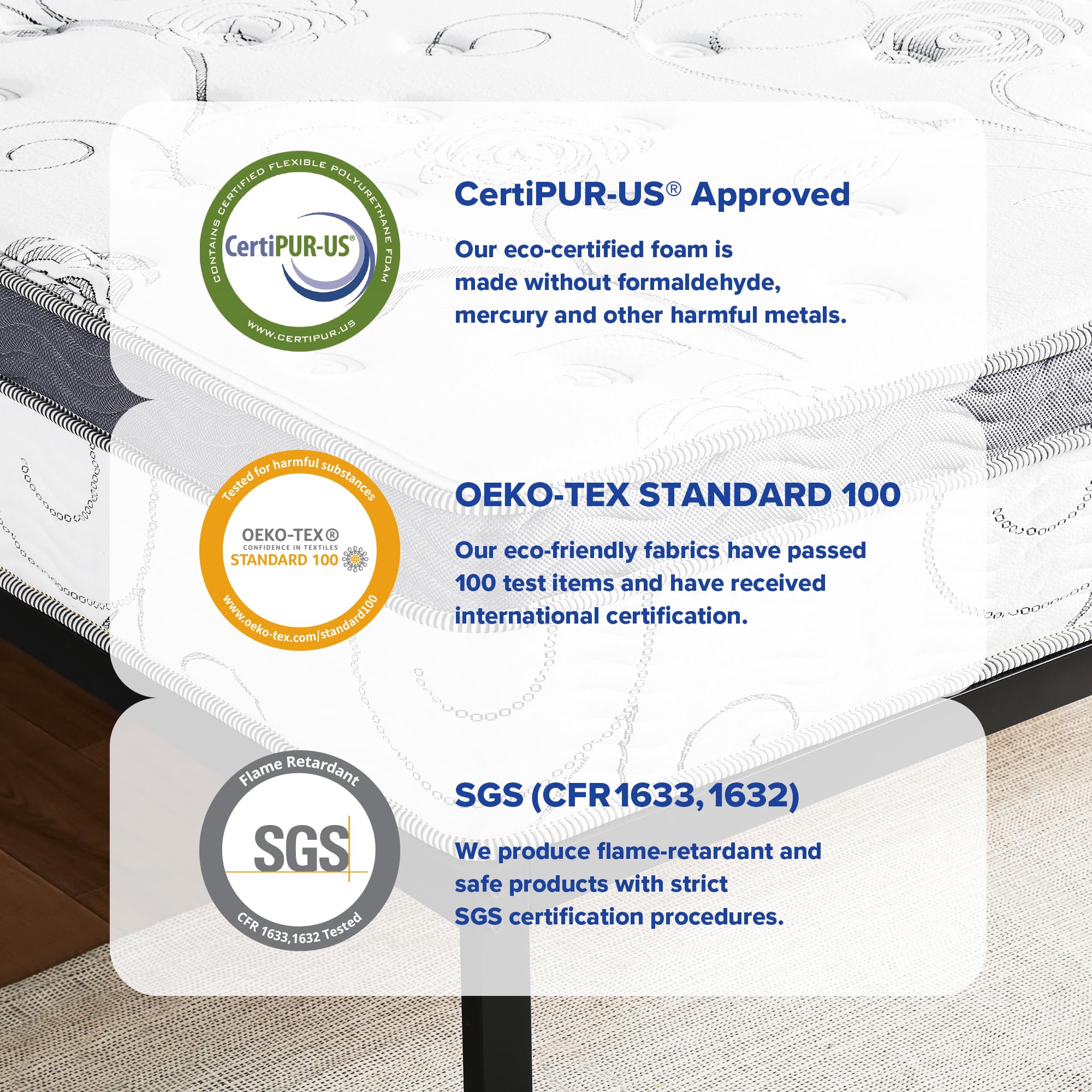 Olee Sleep,Memory Foam 12 inch Hybrid Euro Box Top Pocket Spring Mattress (King)