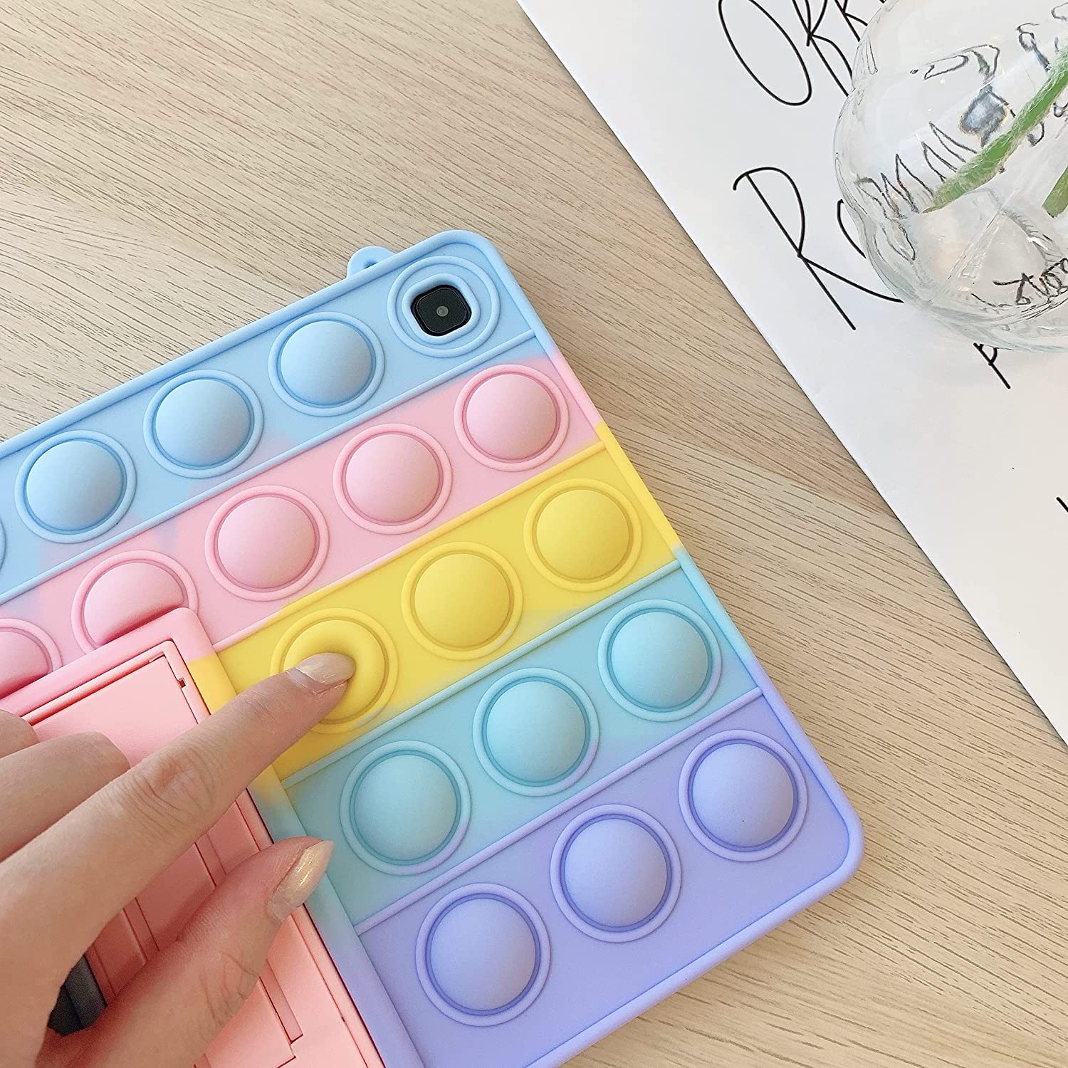 for Fire HD 10 / Fire HD 10 Plus (2021 Release) Case with Stand, Fire 10 hd (11th Generation) Case Fidget Pop Toys Push It Bubble Soft Rainbow Silicone Protective Cover for Women Kids