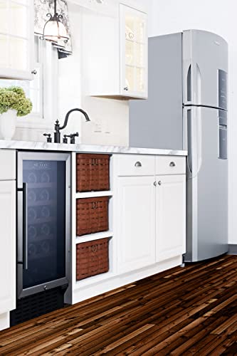 Summit SWC1840BADA 18"" ADA Compliant Built-In Wine Cellar with 34 Bottle Capacity Black Cabinet 5 Wood Shelves and Automatic Defrost in Stainless Steel