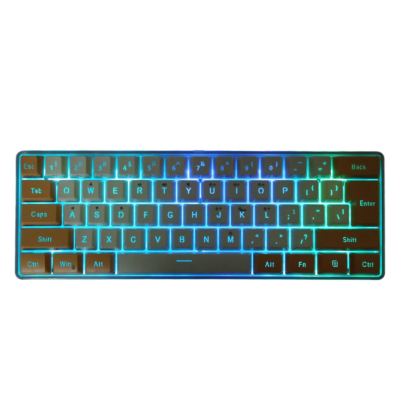 Leftwei Mechanical Keyboard Contrast Color Gaming Keyboard Suspend Hilo Keycap FN Shortcut Key Ultra Small (Orange Beige)