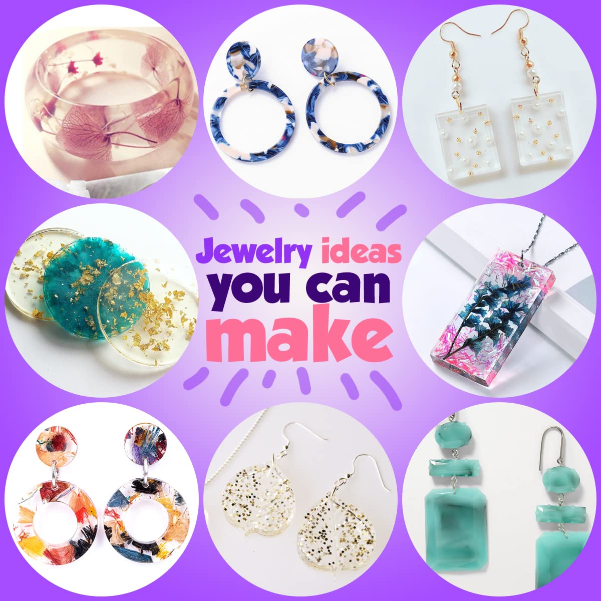 GoodyKing Resin Jewelry Making Starter Kit - Silicone Casting Mold, Tools Set Clear Epoxy Resin for Jewelry Craft Resin Kits Beginners Advanced Jewelry Making Supplies Art and Craft School Gift