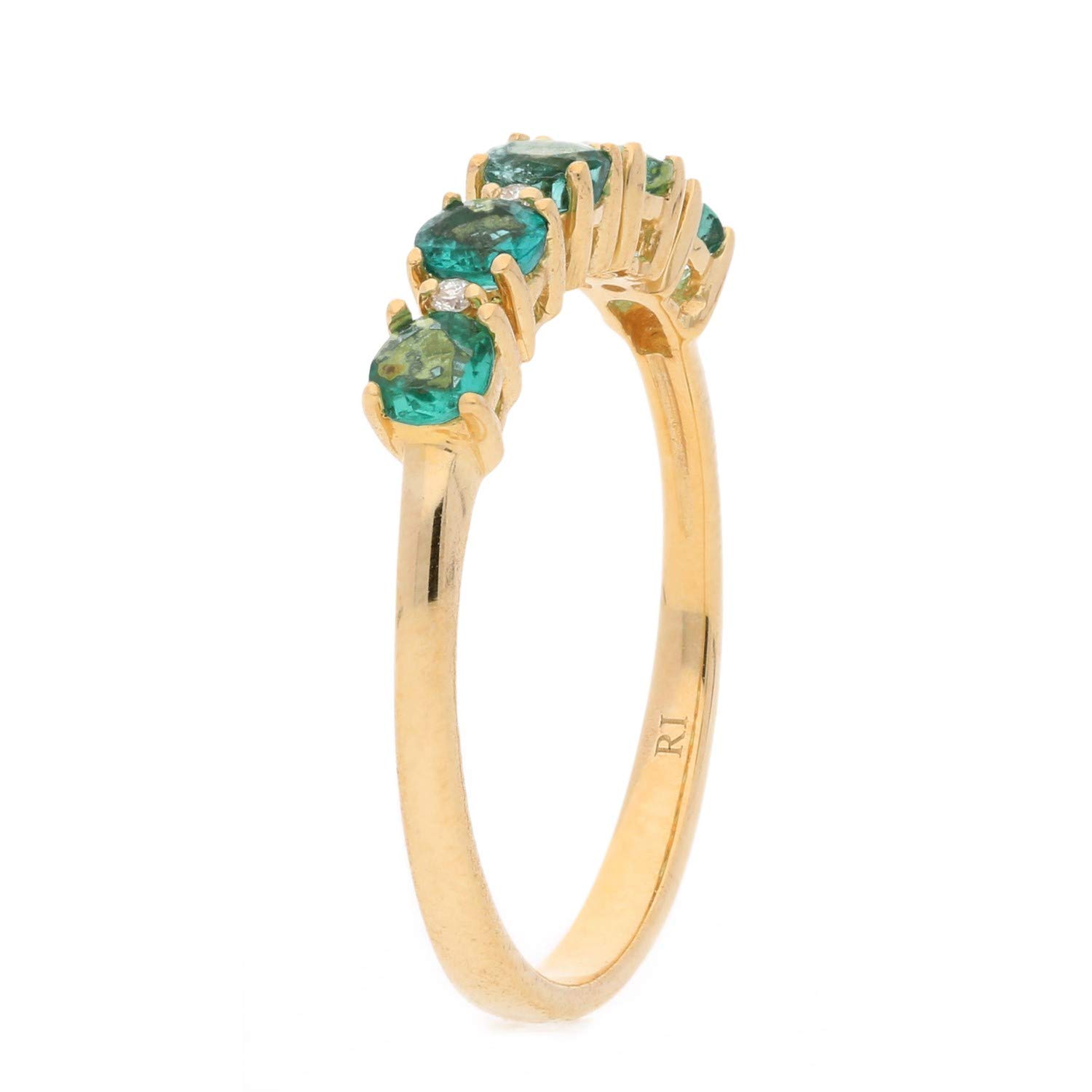 Gin & Grace 10K Yellow Gold Natural Zambian Emerald Ring with Natural Diamonds for Women | Ethically, authentically & organically sourced Round-Cut Emerald Jewelry for her | Emerald Ring for Women.