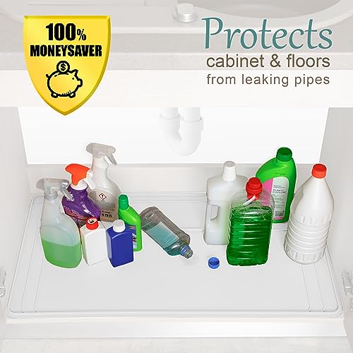 The Original Under Sink Mat - Silicone Waterproof mat, Adjustable, Easy to Clean, Kitchen cabinet liner, Disifenction Surface - 34" x 22" or smaller