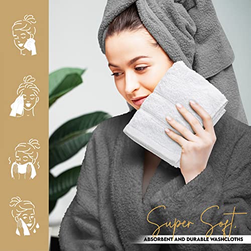 Utopia Towels - 12 Pack Viscose Luxury Wash Cloths Set (12 x 12 Inches) 100% Cotton Ring Spun, Highly Absorbent and Soft Feel Essential Washcloths for Bathroom, Face Towel, Gym and Spa (White)