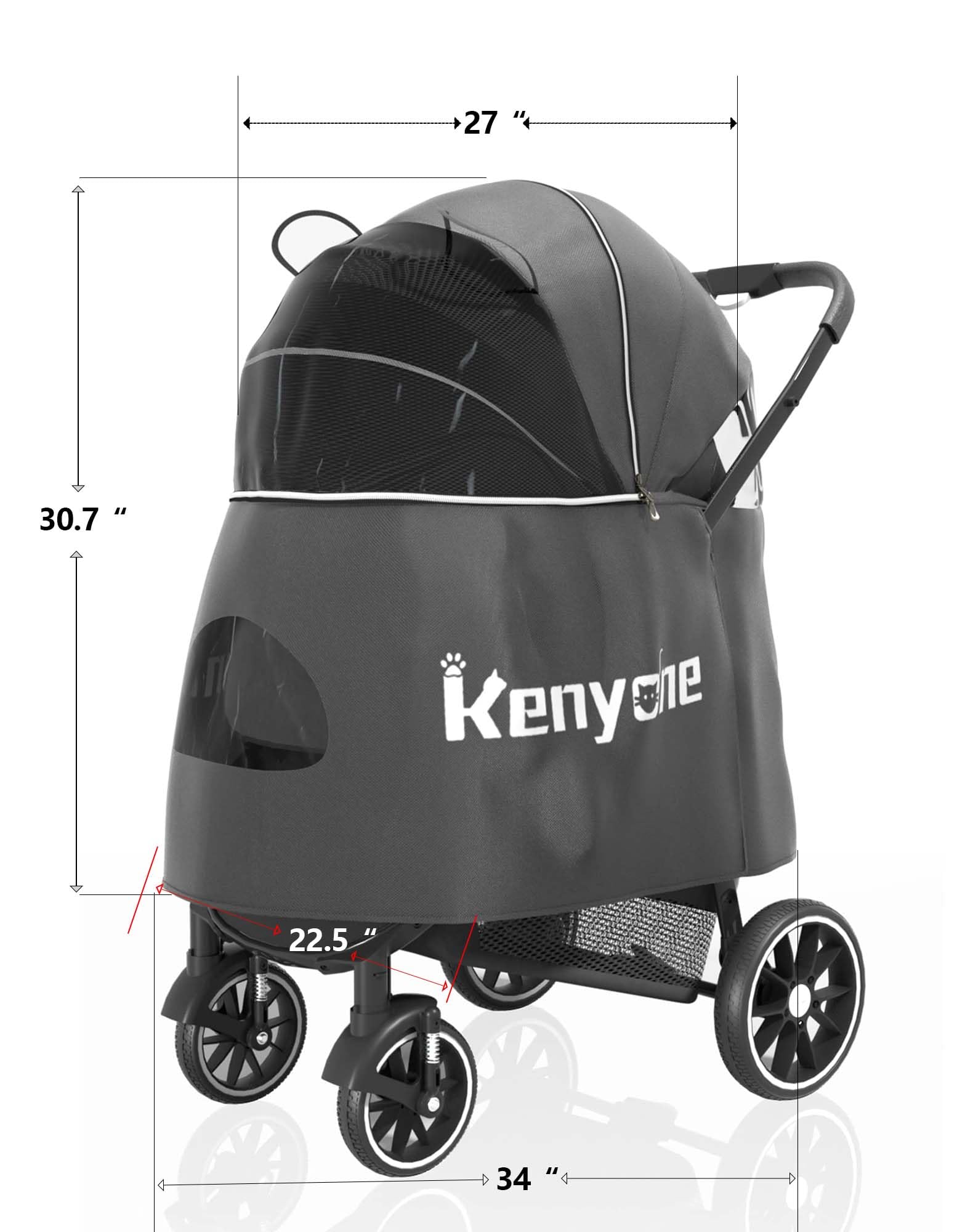 Kenyone Rain Cover Universal - Viewable Window Stroller Poncho, High Privacy Weather Shields Travel Stroller Accessories, Gray