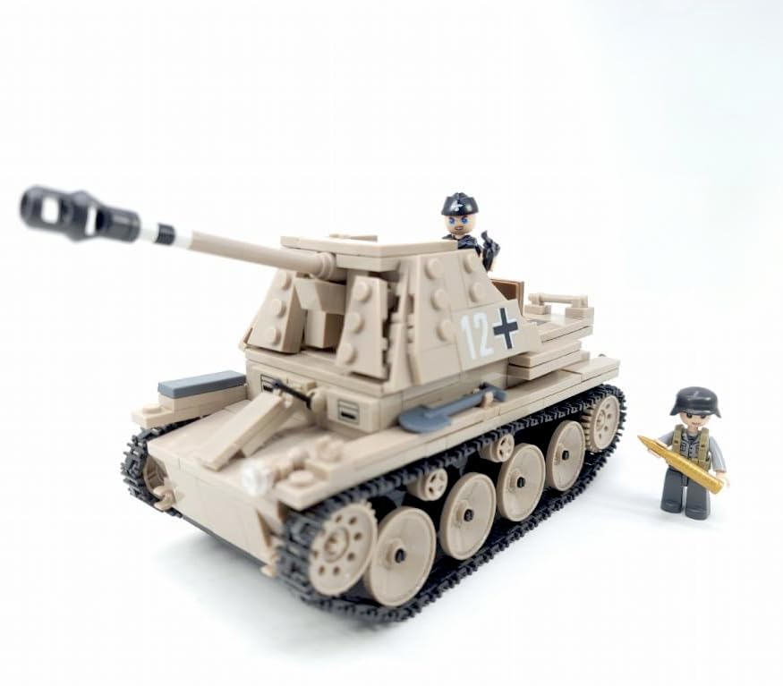 General Jim's Military Brick Building Set - WW2 German Army Tank Destroyer SD.KFZ.138 Marder III Building Blocks Model Set for Military and Brick Enthusiast and for Teens and Adults