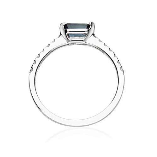 Gin & Grace 10K White Gold Genuine Blue Sapphire Diamond (I1,I2) Propose Promise Ring (Size 7) for Women