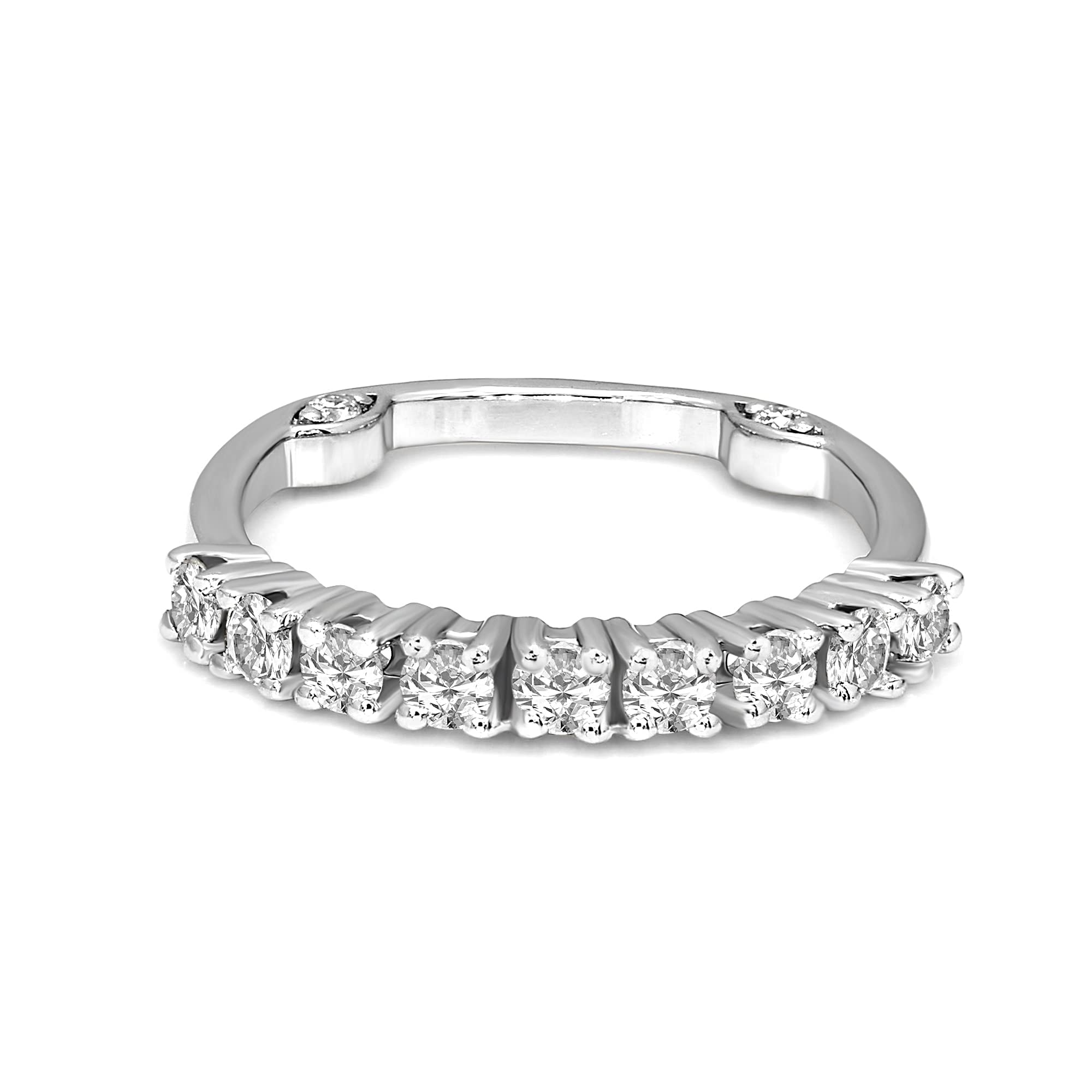 FRIENDLY DIAMONDS 1/2 Carat |925 Sterling Silver | IGI Certified Lab Grown Half Eternity Diamond Band Ring | Brilliant-Cut Round Shape Diamond| G-H Color, SI1 Clarity