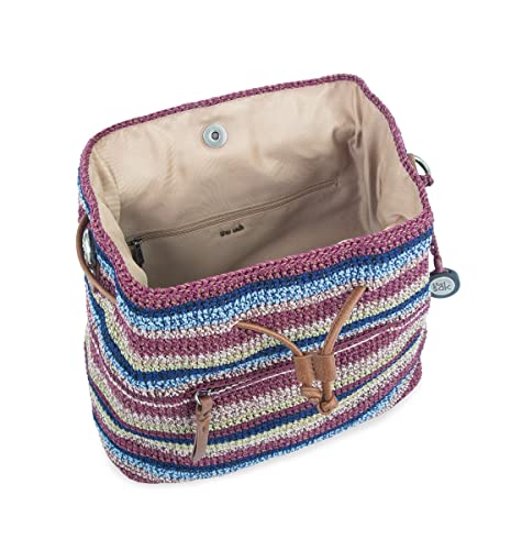 The Sak Avalon Backpack in Crochet, Convertible Straps, Mahogany