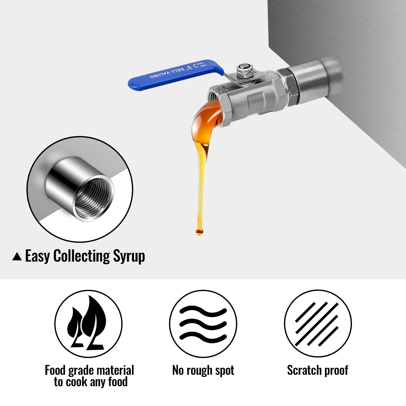 KODOM Maple Syrup Evaporator Pans, 24x24x9.5 Inch Stainless Steel Maple Syrup Boiling Pans with Valve for Boiling Maple Syrup