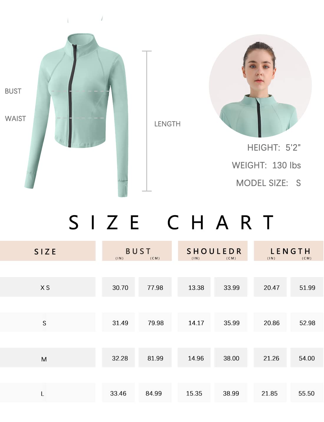 Gacaky Women's Lightweight Athletic Full Zip Seamless Workout Track Jacket with Thumb Holes Style 2 Light Green M (GACA00320052)