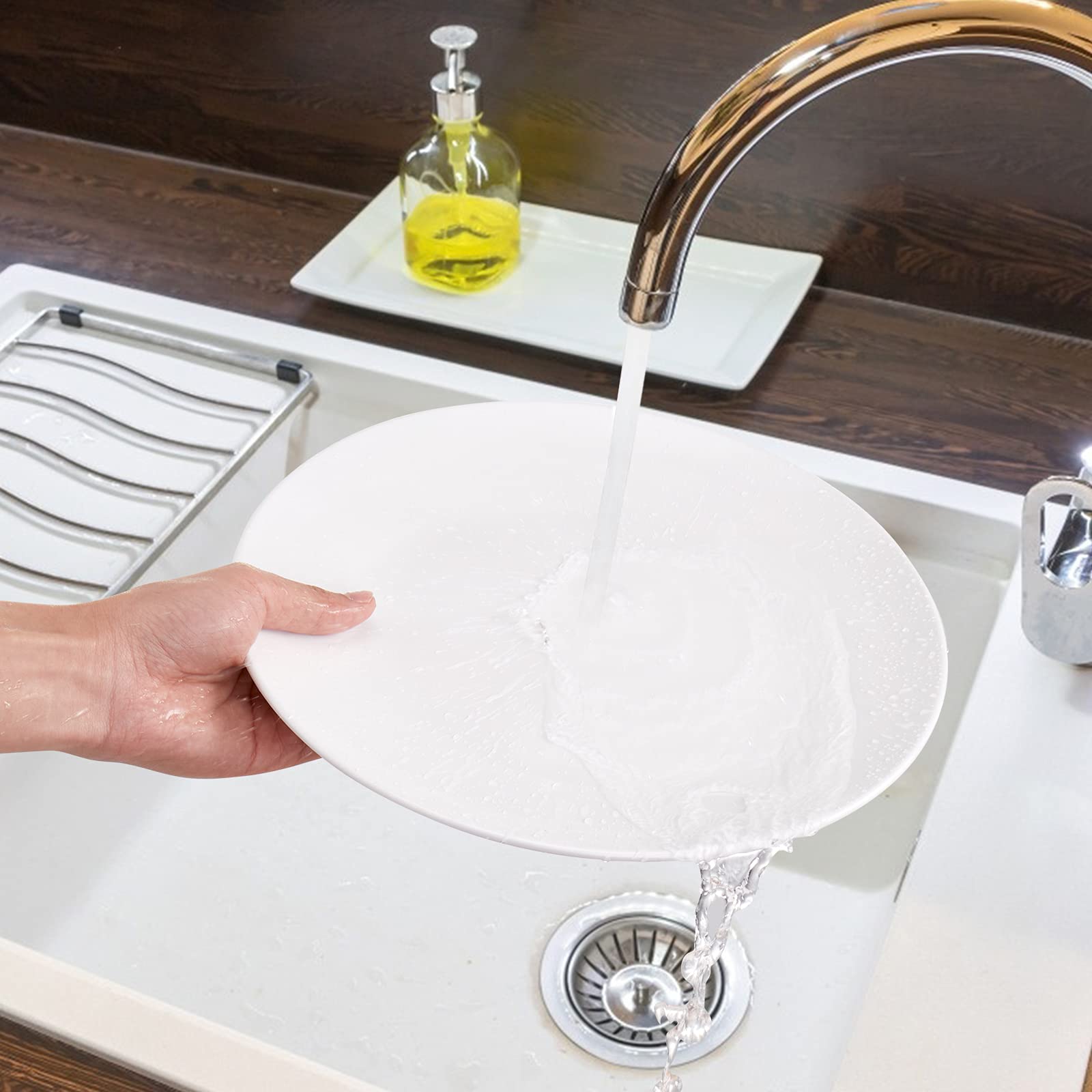 HSDT Melamine Restaurant Plates White 11 Inch Wide Side Flat Bottom Deep Round Dinner Plates Salad Plates Lunch Plates Durable and Easy to Clean Set of 6,PYW-11-06