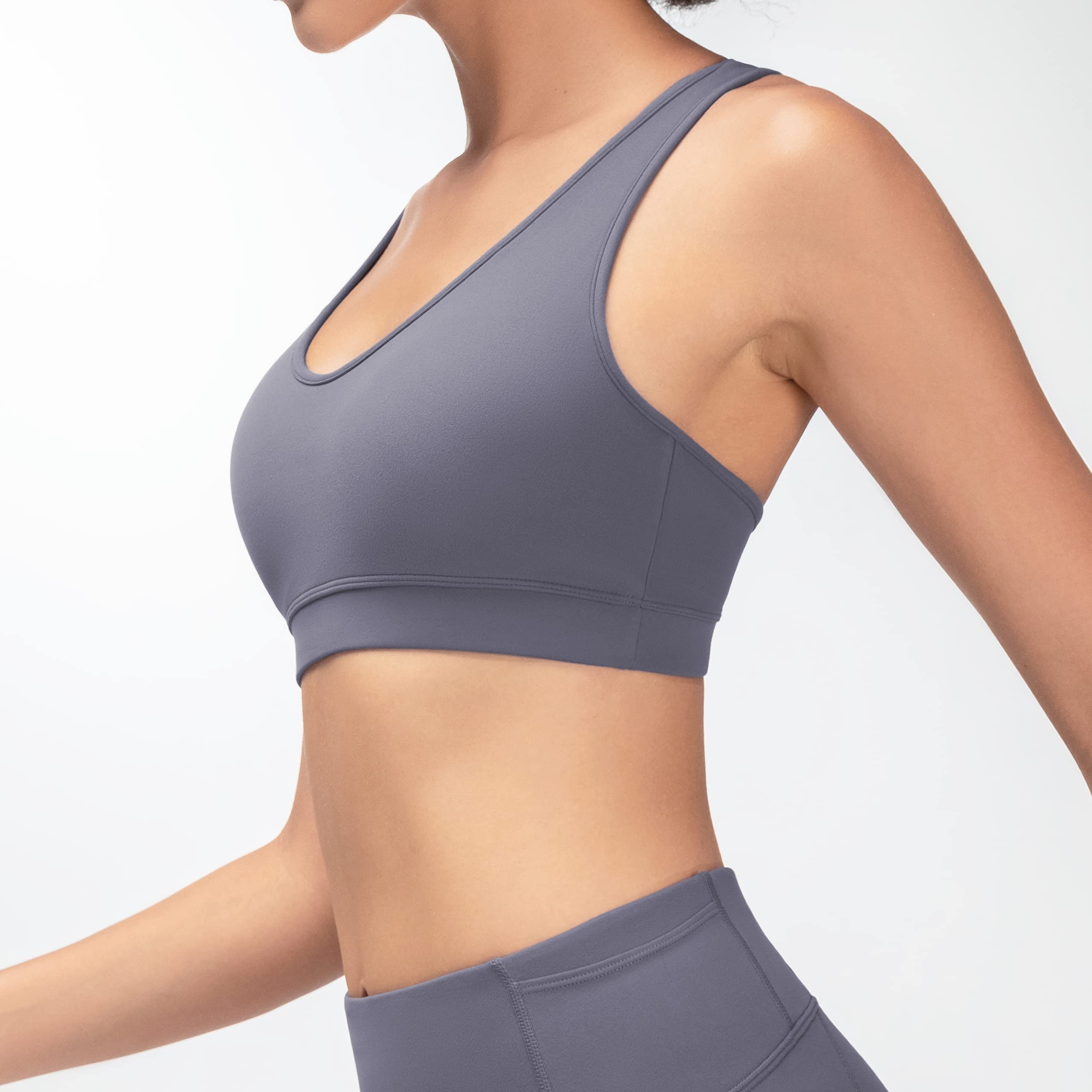 FITTIN Workout Sports Bra for Women Racerback Padded Medium Support Yoga Bras for Daily,Gym, Activewear A-C Cup Grey