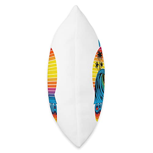 Malibu California Retro Beach Accessories Malibu California Retro Throwback Surf & Beach Souvenir Throw Pillow, 16x16, Multicolor