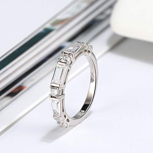 Ginger Lyne Collection Baguette Round CZ Sterling Silver Bridal Anniversary Wedding Band Ring