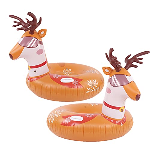 Gaeirt Round Sled, Round Inflatable Ski Circle Round Snow Sled Christmas Theme for an Inflatable Children's Toy at HOM