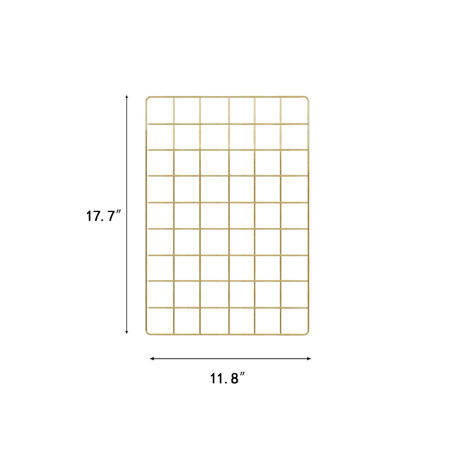 FRIADE Wall Grid Panel for Photo Display,Wall Storage Organizer,5 Metal Clips & 3 S Hooks & 4 Nails & 4 Plastic Hanging Buckles and 4 Screws Offered,Size 17.5" x 11.8",2 Pack(Gold)