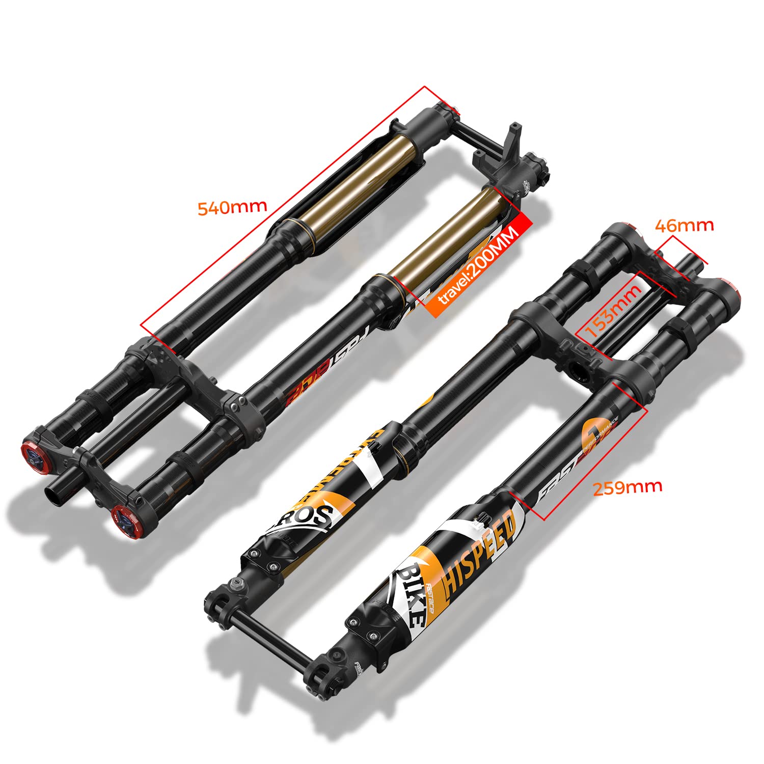 FASTACE 200mm Travel Downhill Fork, 26/27.5/29 inch Compatible Air MTB Suspension Fork Spring Hydraulic Adjust Straight Tube 28.6mm Bike Front Fork Black