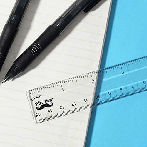 Mr. Pen- Ruler, 6 inch Ruler, Pack of 3, Clear Ruler, Plastic Ruler, Drafting Tools, Rulers for Kids, Measuring Tools, Ruler Set, Ruler inches and Centimeters, Transparent Ruler, Small Ruler