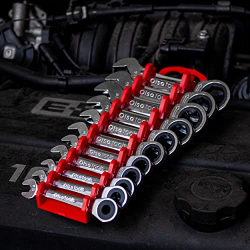 Olsa Tools Stubby Ratchet Wrench Set (SAE 11pc) | 6-Point Box End Ratchet Wrenches Set | 120 Tooth Ratcheting Wrench Sets | Works on Stripped and Rounded Bolts | Professional Grade Spanner Wrench