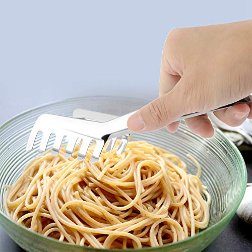 Spaghetti Tongs - Kitchen Pasta Tongs Stainless Steel Comb Shaped Tongs, Noodles Pasta Clip Kitchen Cooking Tool (8 inchs)