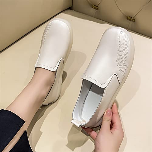 FASDNENDYS Fashion Summer and Autumn Women Casual Shoes Flat Soft Bottom Solid Color White and Comfortable Summer Sandals