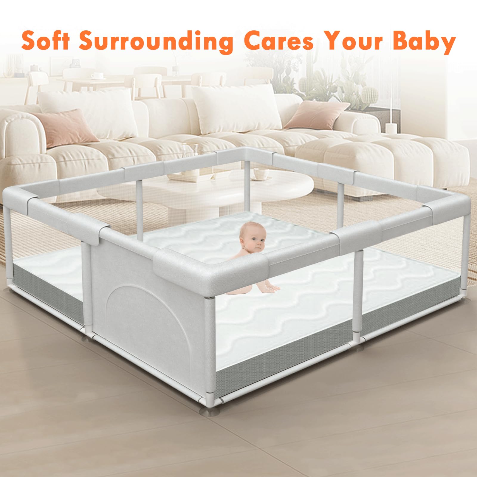 Hiaksedt Baby Bassinet Bedside Sleeper,Portable Crib& Playpen,Crib for Newborn 50x50'' Grey