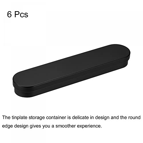 uxcell Metal Tin Box, 6pcs 6.89" x 1.5" x 0.79" Empty Tinplate Containers with Hinged Lids, Black, for Home Organizer, Candles, Gifts, Car Keys, Crafts Storage