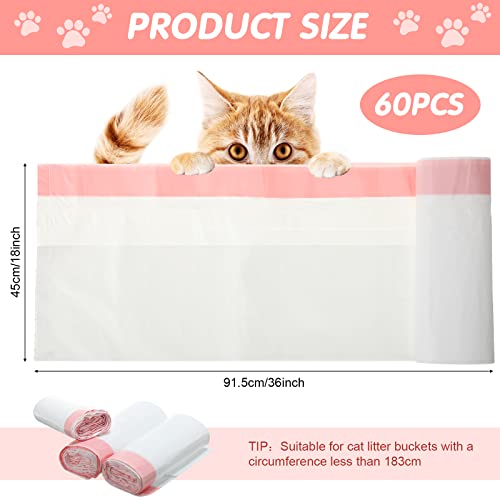 Thenshop 60 Count Litter Box Liners 36'' x 18'' Jumbo Cat Pan Liners Drawstring Cat Supplies Extra Large Disposable Cat Litter Bags Cat Box Liners for Trash Waste Easy Cleaning Litterbox Tidy()