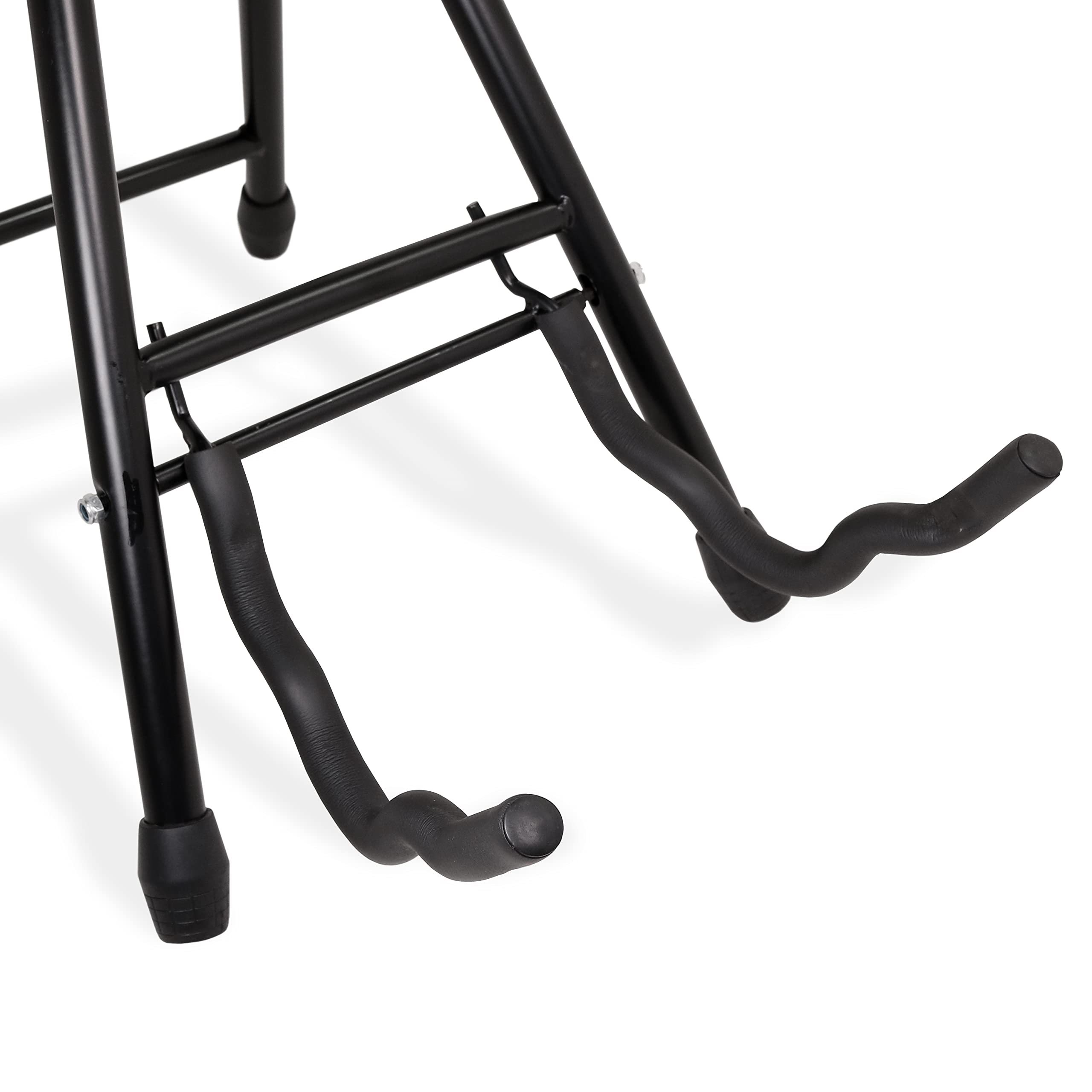 Gebrent Guitar Stool and Stand Combo - Black, Steel, Padded Tilting Seat, Foldable - Complete with String Cleaner