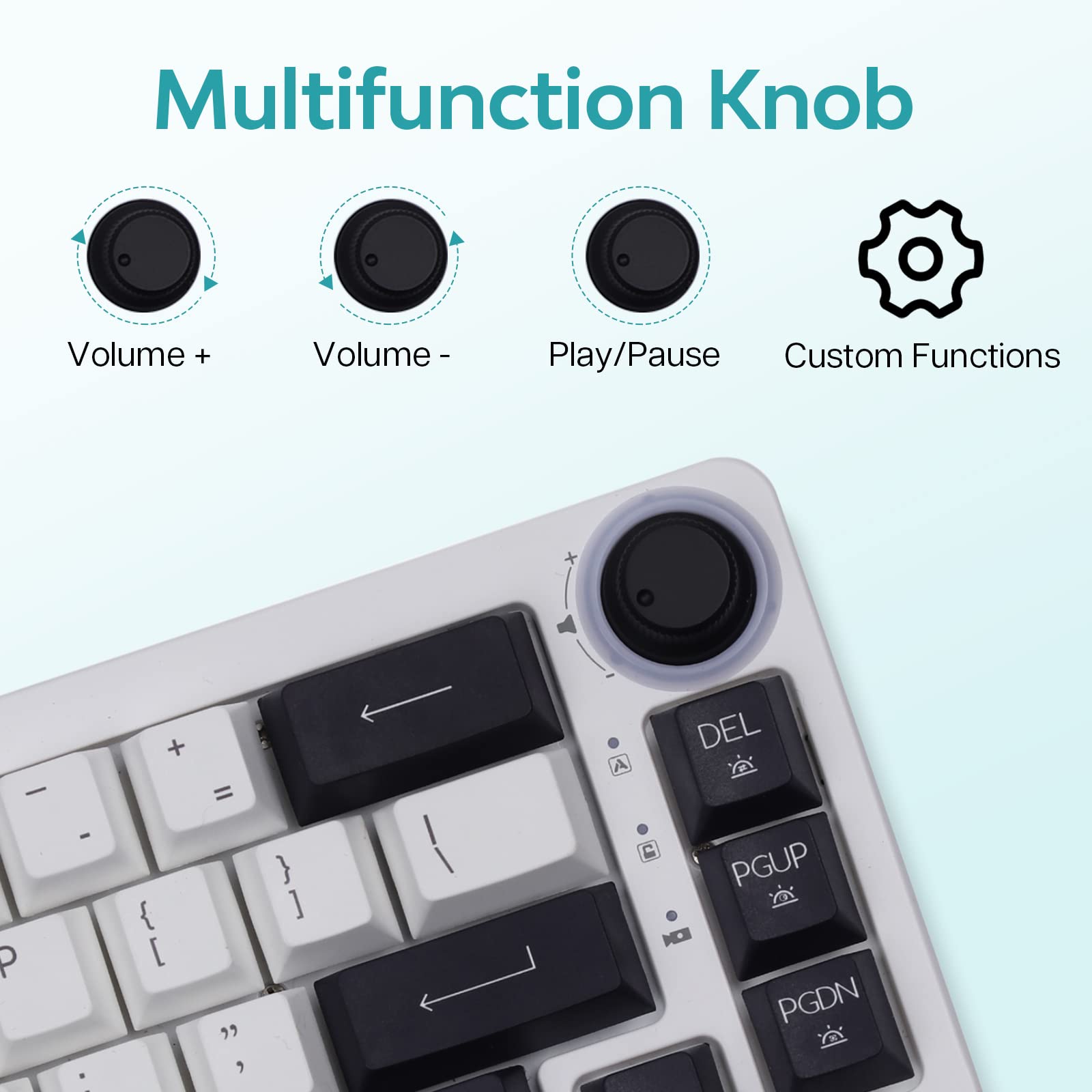 EPOMAKER Theory TH68 Pro 65% 67 Keys RGB Hotswap Programmable Bluetooth 5.0/2.4Ghz Wireless/USB-C Wired Triple Modes Mechanical Gaming Keyboard with Rotary Knob for Win/Mac (Sea Salt Switch)