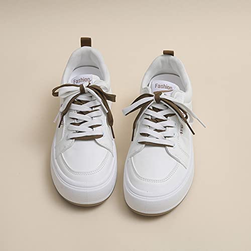 FASDNENDYS Ladies Student Style Fashion Round Head Double Lace Thick Bottom Breathable White Leisure Water Shoes Mens