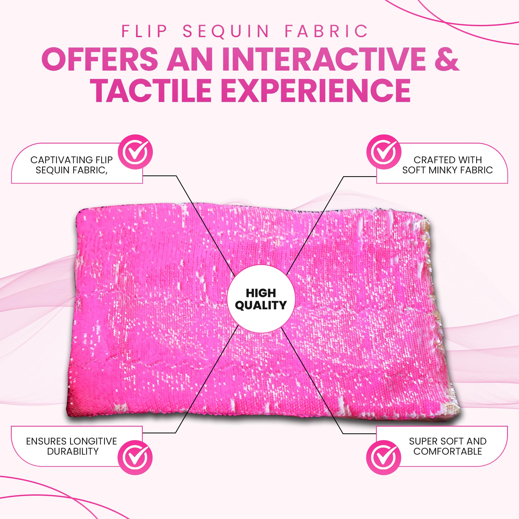 SENSORY4U Weighted Lap Pad for Kids - 5lb Sensory Lap Blanket with Sequin Flip Fabric for Tactile Stimulation Engagement - Sensory Companion for Everyday Use (Pink)