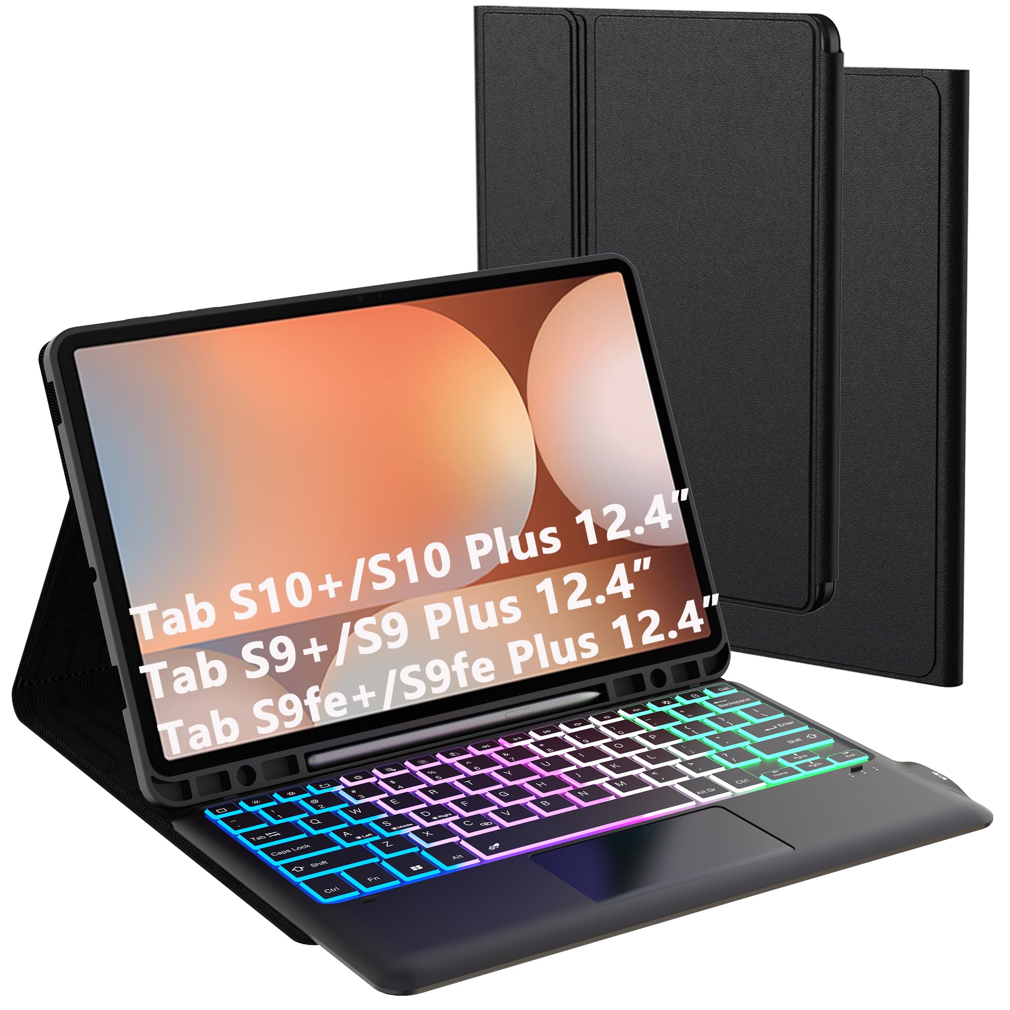 Keyboard Case for iPad 10th Generation 2022 10.9 inch: 7 Color Backlit Detachable Bluetooth Wireless Keyboard - Multi-Touch Trackpad Magnetic Keyboard Cover with Pencil Holder for iPad 10.9 inch 2022