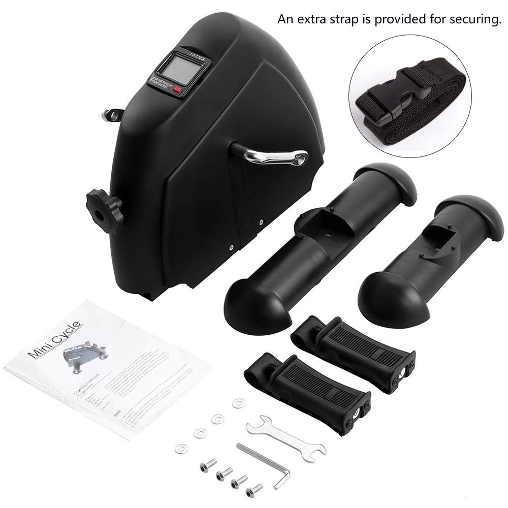 DECELI Under Desk Bike Pedal Exerciser - Portable Mini Exercise Bike for Arm/Leg Exercise, Mini Exercise Peddler with LCD Display(Black)