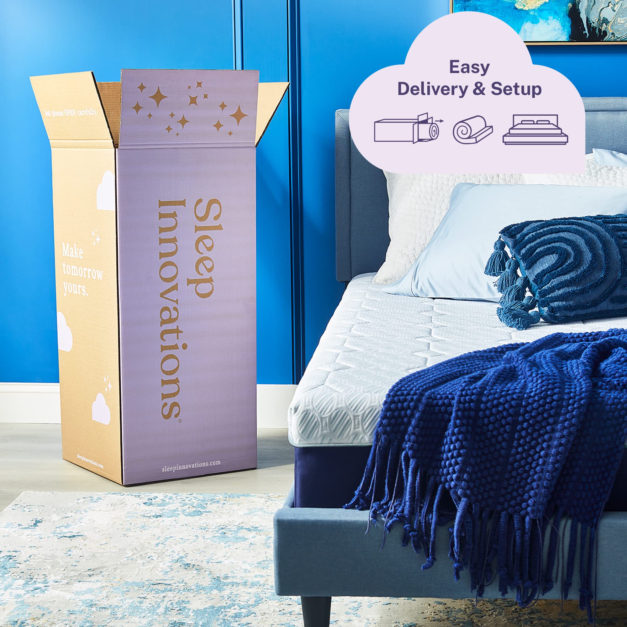 Sleep Innovations Ellis 12 Inch Advanced Cooling Gel Plus Memory Foam Mattress with Dual Cool Cover, California King Size, Bed in a Box, Soothing Medium Support
