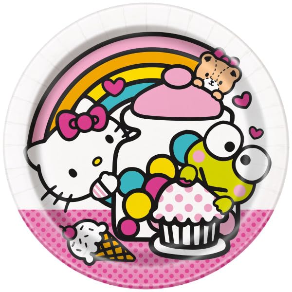 Hello Kitty Birthday Party Supplies Bundle includes 24 Dessert Cake Paper Plates and 32 Napkins (Bundle for 24)