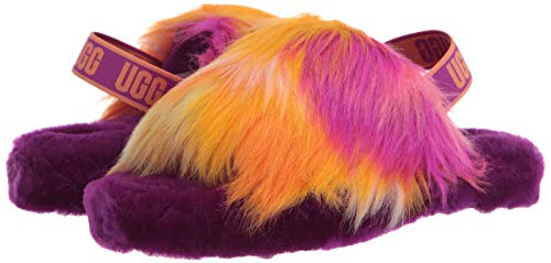 UGG girls K Fluff Yeah Slide Tie Dye Slipper, Berrylicious, 6 Big Kid US