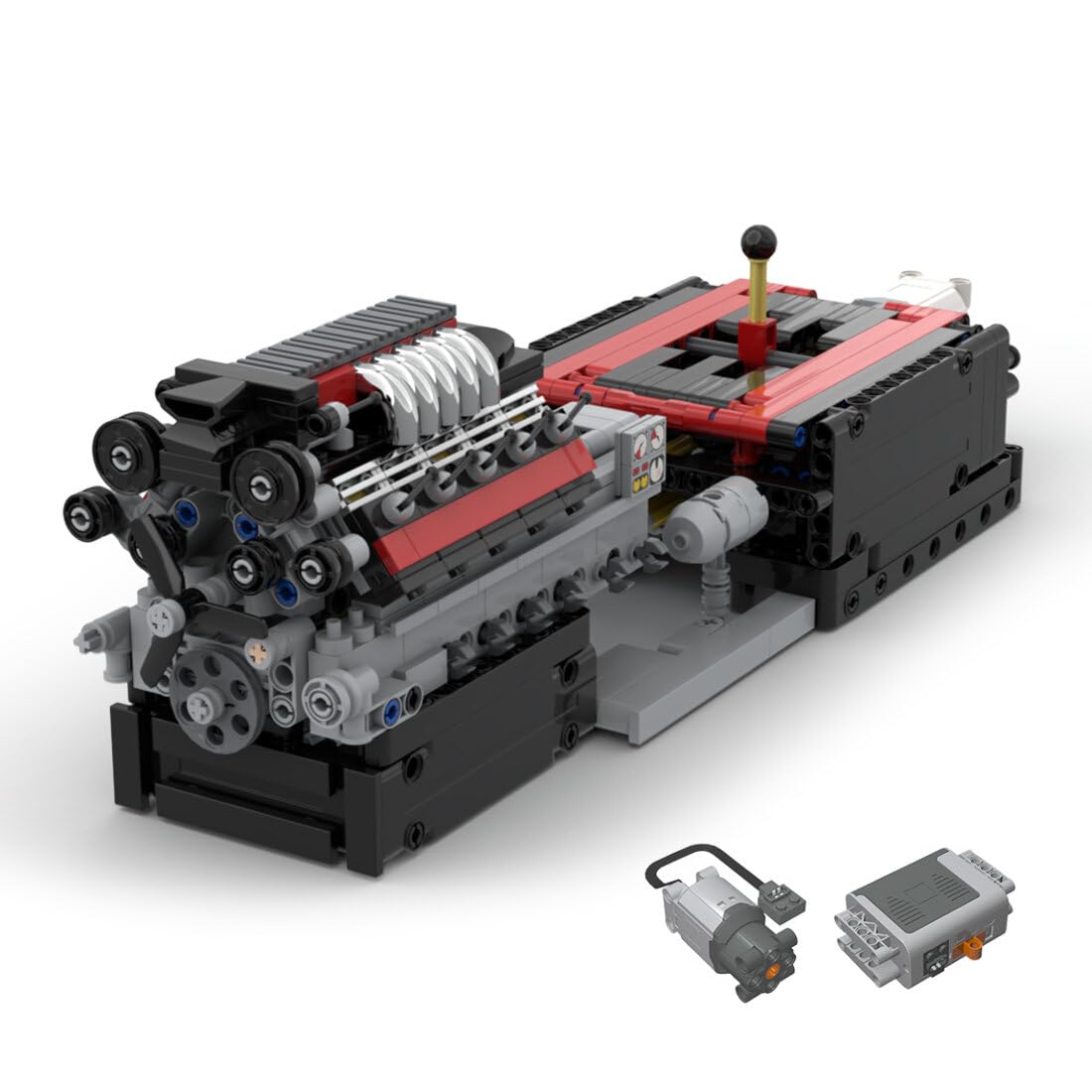 DECI V10 Engine with Gearbox, SOHC Air-Cooled Engine Model Building Blocks Set, Physics Science Experiment Toy, Eductional Gifts for Kids (776PCS)