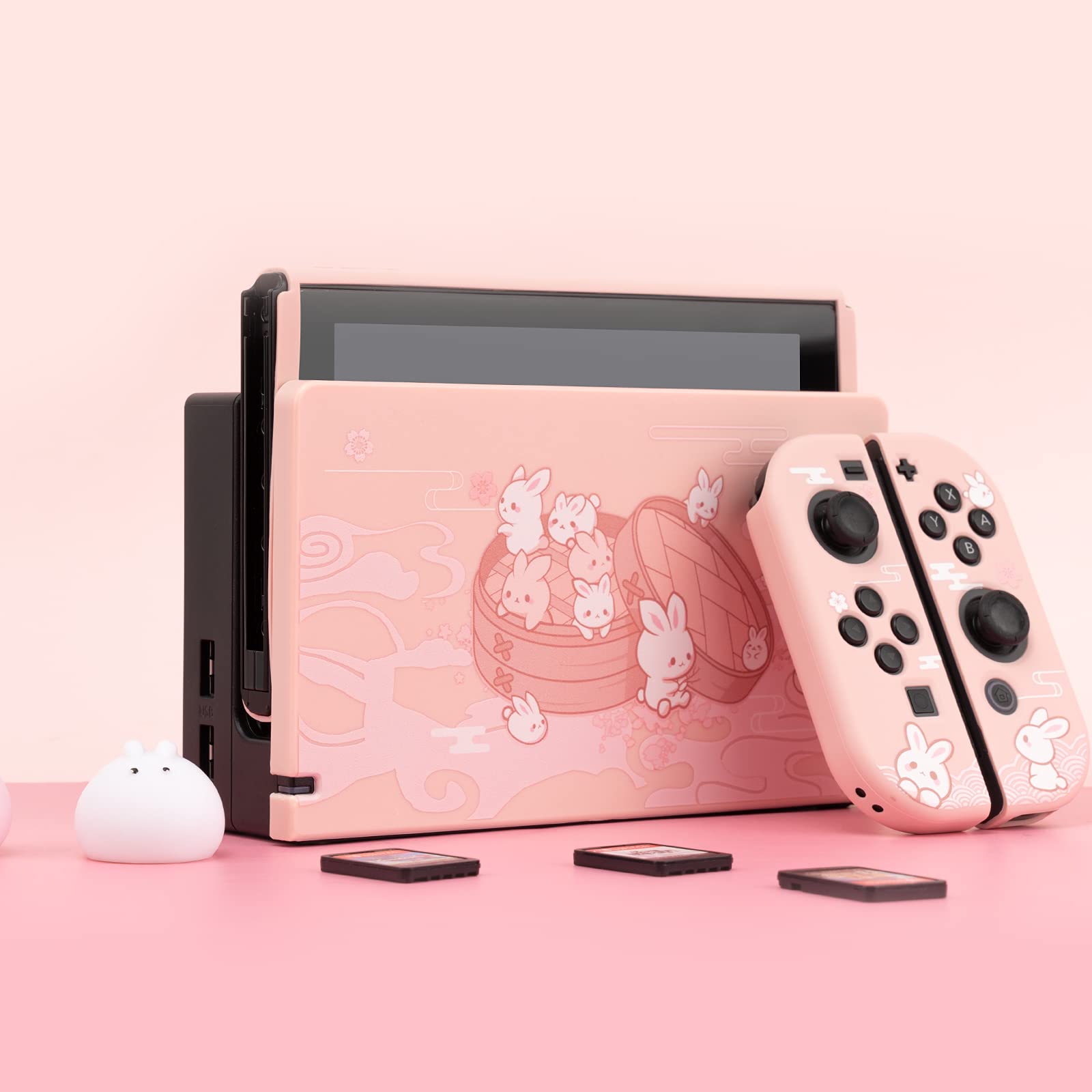 GeekShare Anti Scratch Switch Dock Cover- Hard Faceplate Sleeve Pad for Switch Dock- DIY Replacement Shell Compatible with Nintendo Switch Dock(Steamed Bun Rabbit)