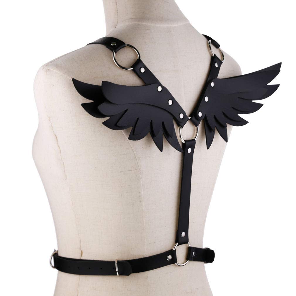 FM FM42 Blue O Ring Waist Belt Body Caged Harness with Angel Wings PN2671