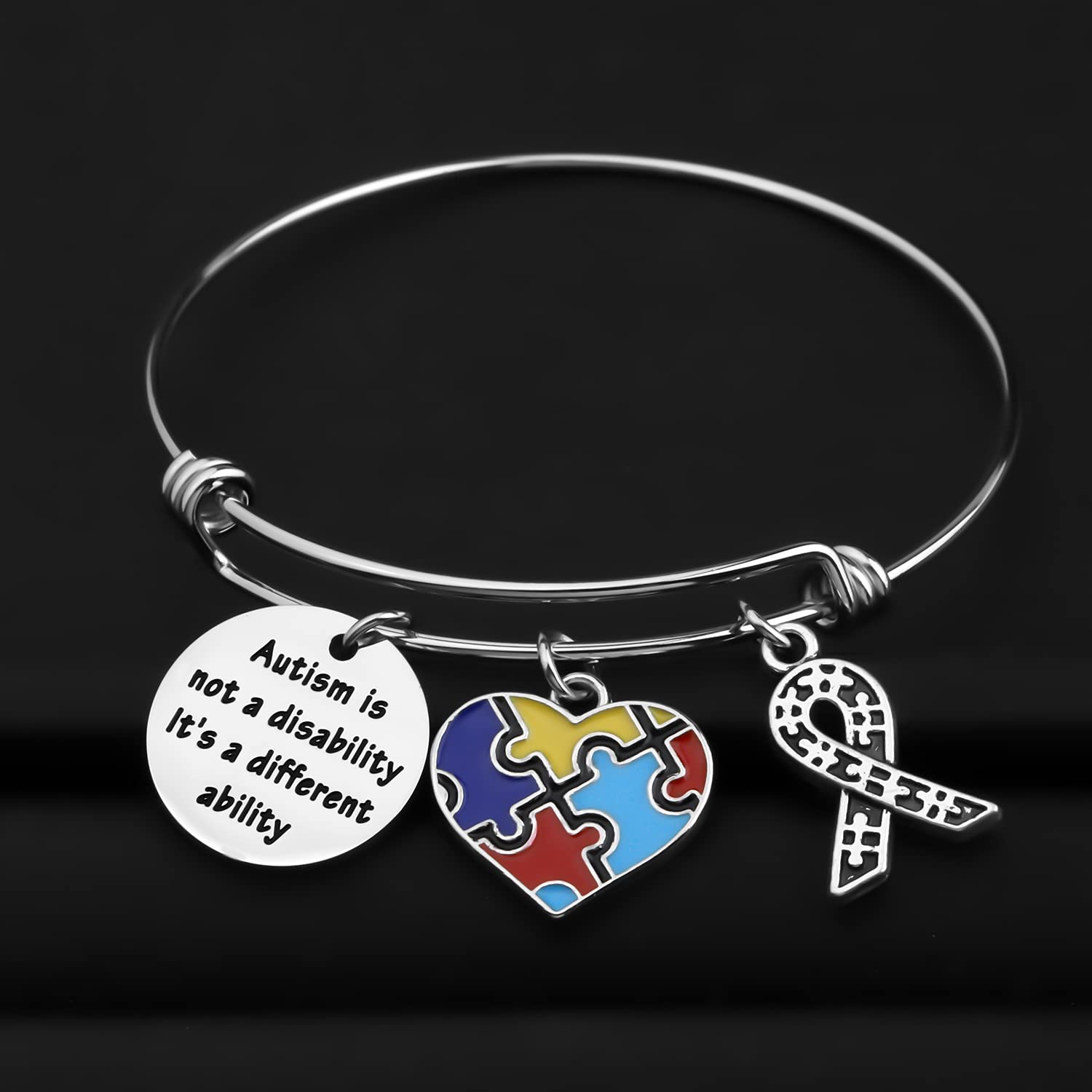 ENSIANTH Autism Awareness Bracelet Autism Puzzle Piece Jewelry Encouragement Gift for Autistic (Autism Bracelet)
