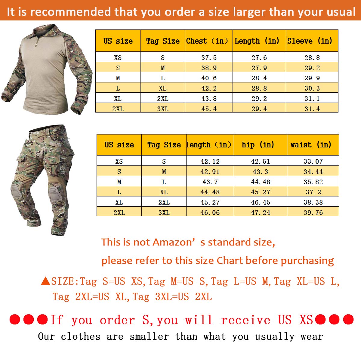 HAN·WILD Men's Tactical Military Suits Long Sleeve Rip-Stop Uniforms Combat Shirt and Pants Elbow Knee Pads (Gray, XL(132~154LB))