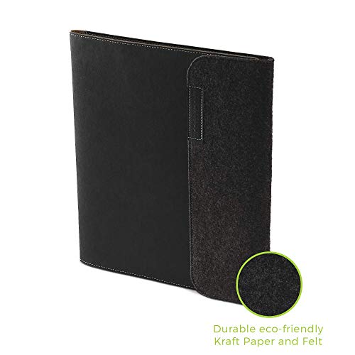 Rocketbook Smart Notebook Folio Cover - 100% Recyclable, Biodegradable Cover with Pen Holder, Magnetic Clasp & Inner Storage - Dark Matter Black, Executive Size (6" x 8.8")