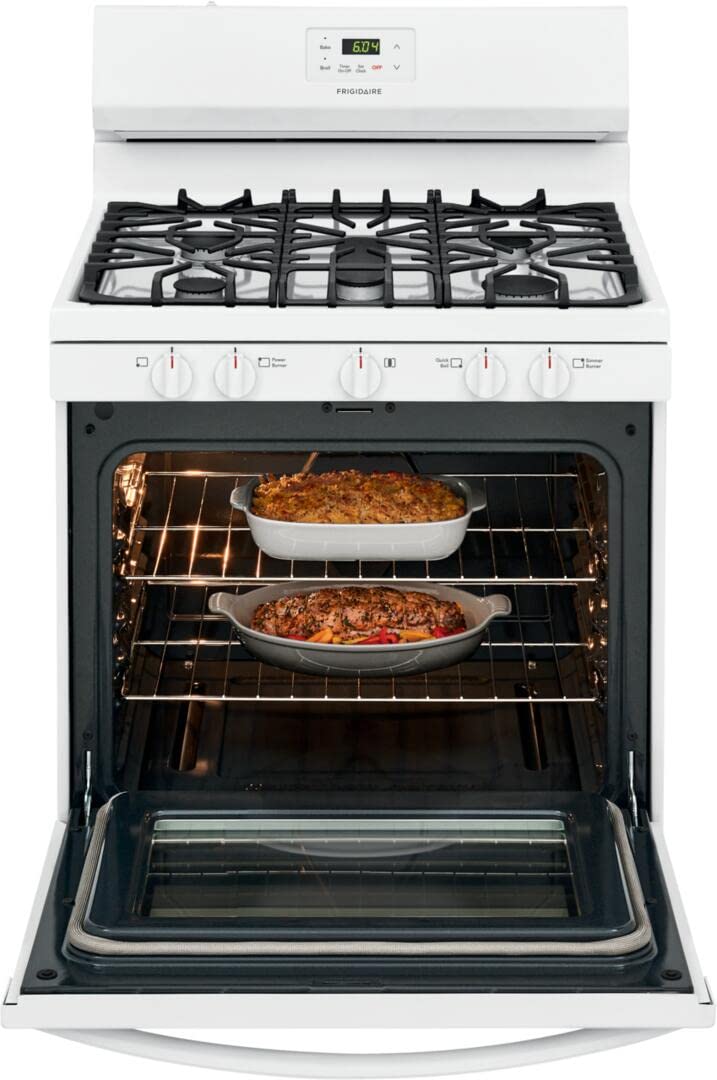 Frigidaire FCRG3052AW 30" Freestanding Gas Range with 5 Sealed Burners 5 cu. ft. Oven Capacity in White