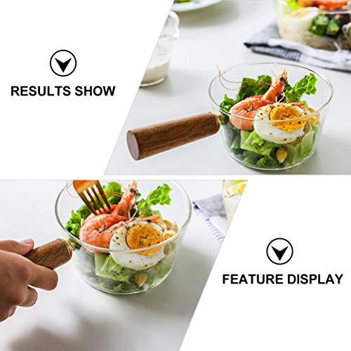 HANABASS Creamer Mug Pan Mini Butter Warmer Wooden Handle Heating Liquid Pot 600ML Glass Triple Pitcher Barista Single Spouts With Wood Handle Sauce Pot Assorted Color