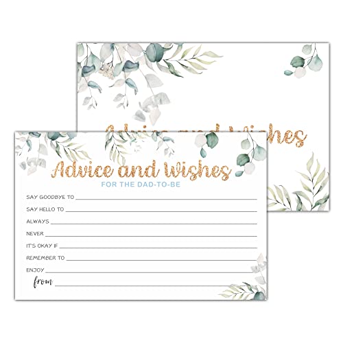 Greenery Advice And Wishes Cards For The Dad-To-Be, Baby Advice Cards For New Dad, Baby Shower Party Game,Decorations Party Supply,25 Cards(bb005-JYK 004)