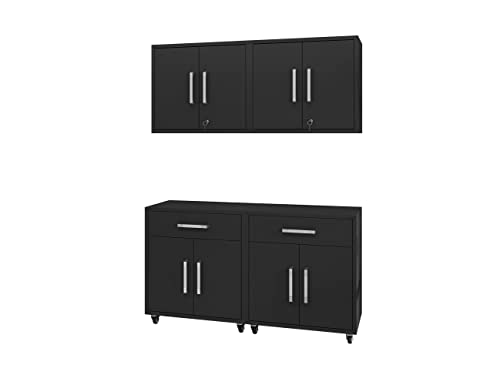 Manhattan Comfort Eiffel 4-Piece Garage Storage Set in Matte Black